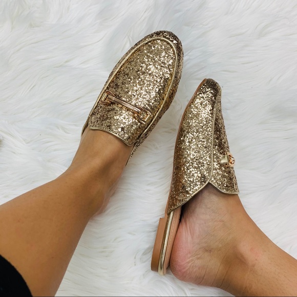 Shoes | Gold Glitter Mules | Poshmark